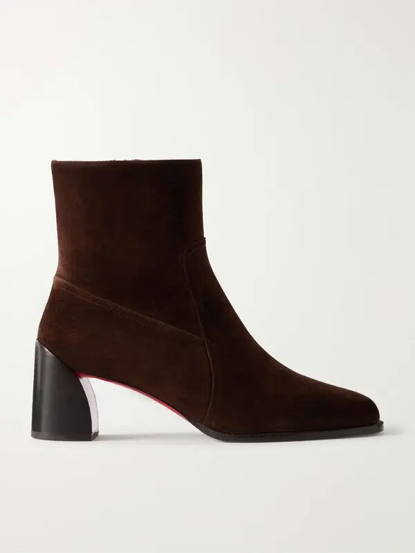 CHRISTIAN LOUBOUTIN Ira 55 Suede Ankle Boots - Chocolate