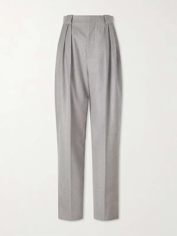 Bottega Veneta Wool Flannel Straight-leg Pants - Gray