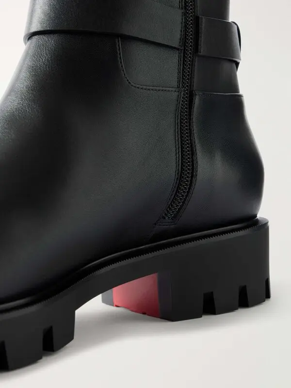 CHRISTIAN LOUBOUTIN Dianouchette Lug Buckled Leather Knee Boots