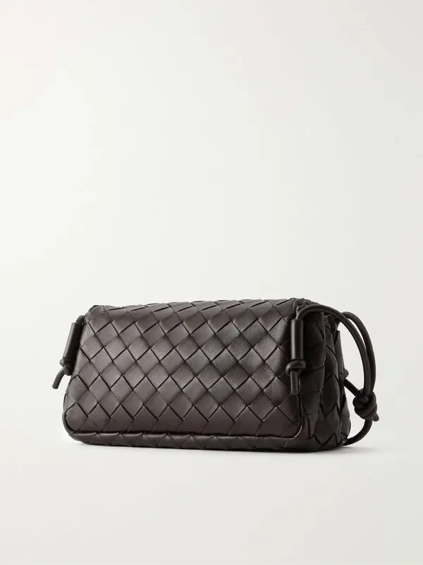 Bottega Veneta Notturno Intrecciato Leather Shoulder Bag - Brown