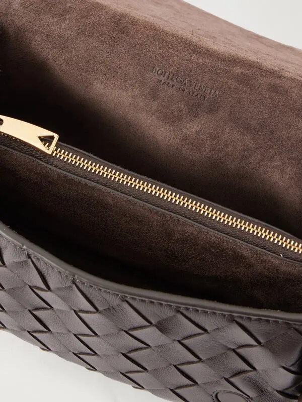 Bottega Veneta Notturno Intrecciato Leather Shoulder Bag - Brown