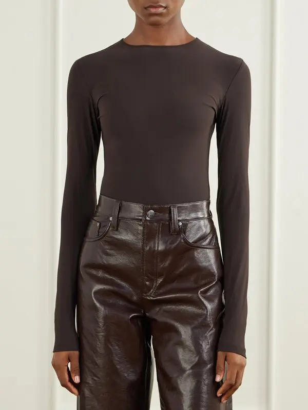 AGOLDE Aura Stretch-jersey Thong Bodysuit - Brown