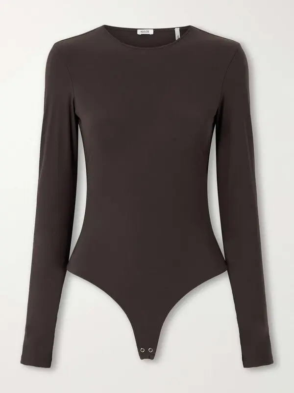AGOLDE Aura Stretch-jersey Thong Bodysuit - Chocolate