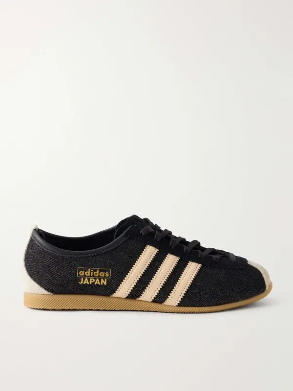 ADIDAS ORIGINALS Japan Suede-trimmed Denim Sneakers - Black