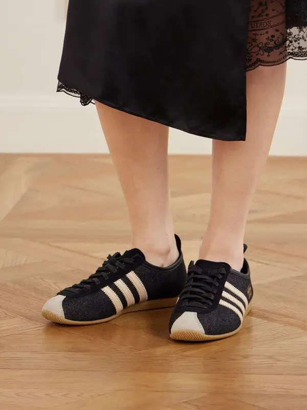 ADIDAS ORIGINALS Japan Suede-trimmed Denim Sneakers - Black