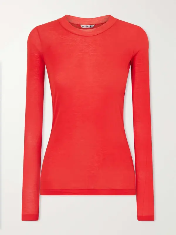 Auralee Ribbed Cotton-jersey T-shirt