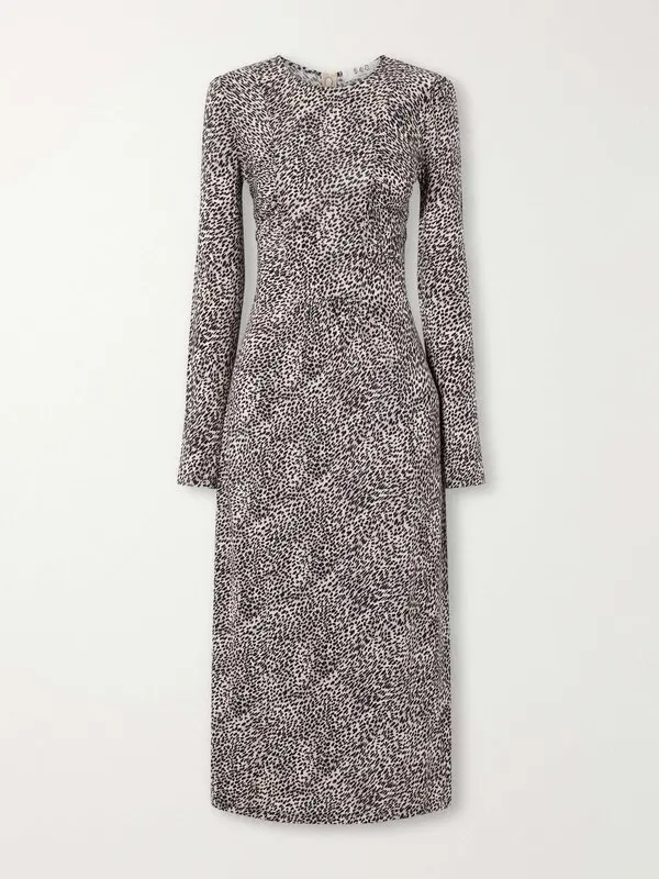 Sea Charlize Gathered Leopard-print Stretch-jersey Midi Dress - Multi