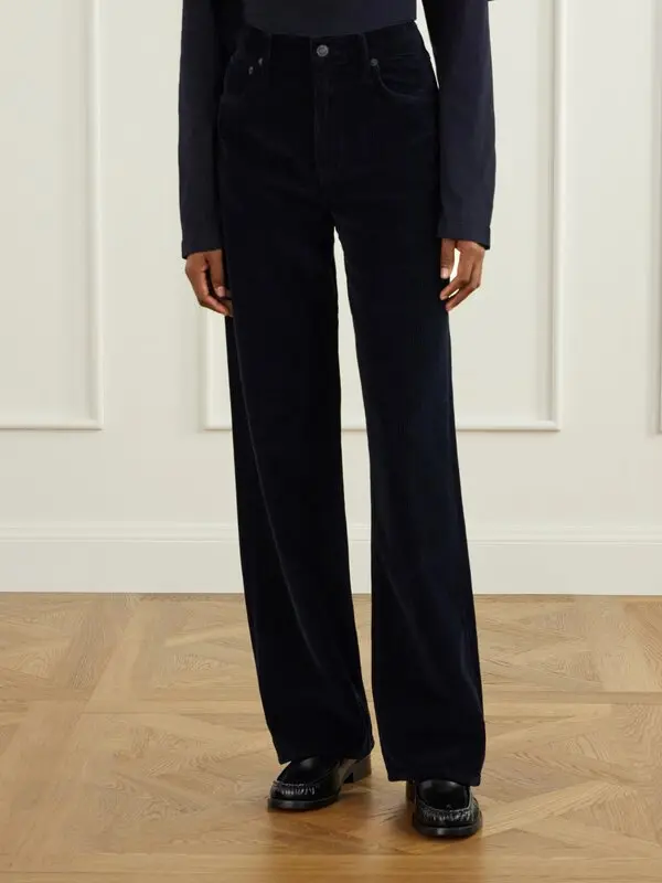 AGOLDE Ren Cotton-corduroy High-waist Wide-leg Pants - Blue