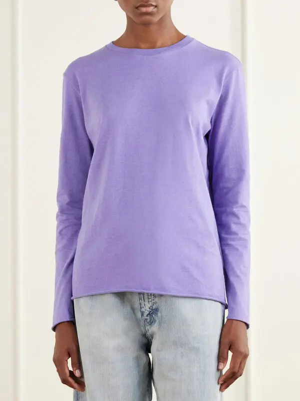 Auralee Cotton And Cashmere-blend Long-sleeve T-shirt - Purple