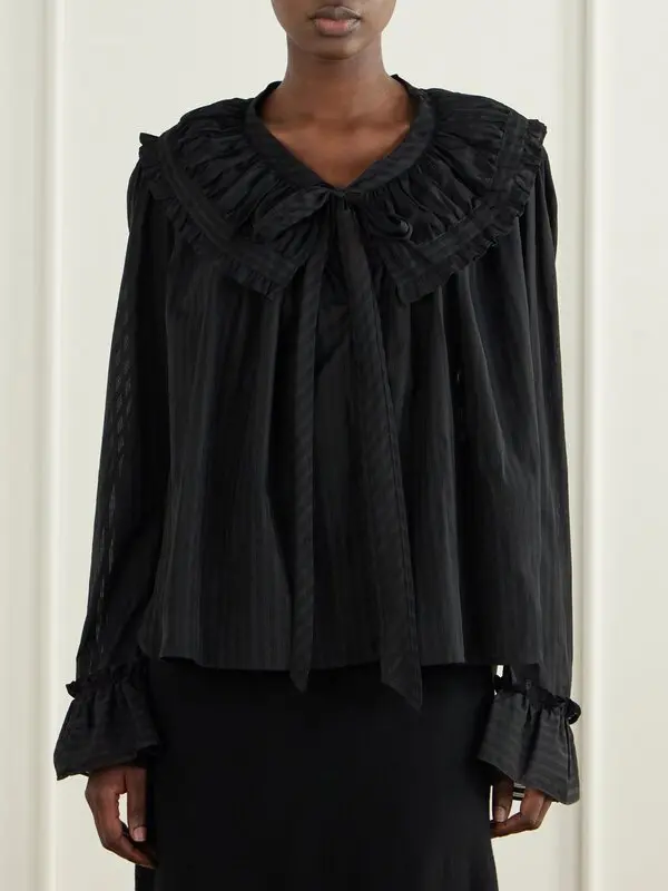 Thierry Colson Dauphine Ruffled Striped Blouse