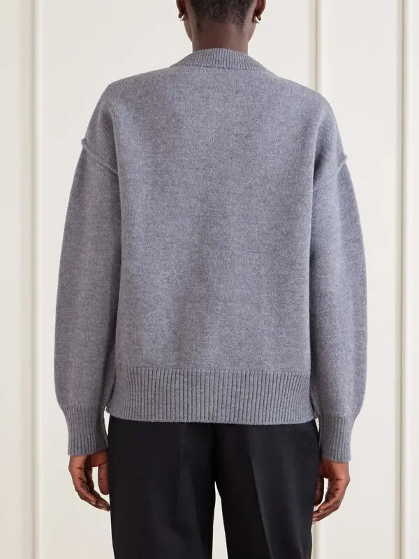 AMI Paris Intarsia Wool Cardigan