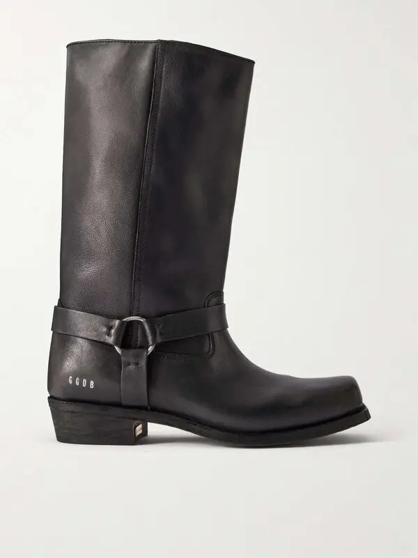 GOLDEN GOOSE Distressed Leather Knee Boots - Black