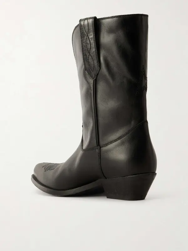 GOLDEN GOOSE Wish Star Embroidered Leather Ankle Boots