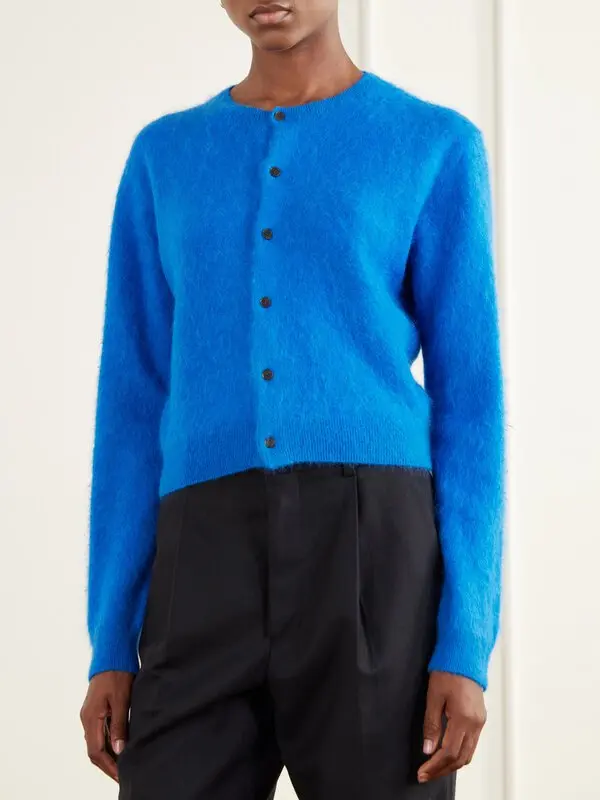 Auralee Garment-dyed Alpaca Cardigan - Blue