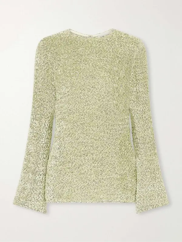 LIBEROWE Elora Cut-out Lurex Chenille Blouse - Light Green