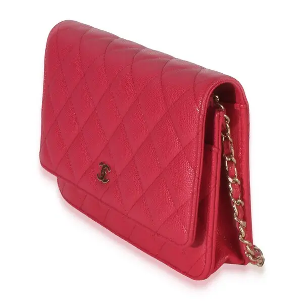 Chanel Dark Quilted Caviar Wallet On Chain