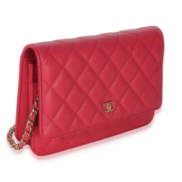 Chanel Dark Quilted Caviar Wallet On Chain