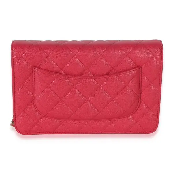 Chanel Dark Quilted Caviar Wallet On Chain