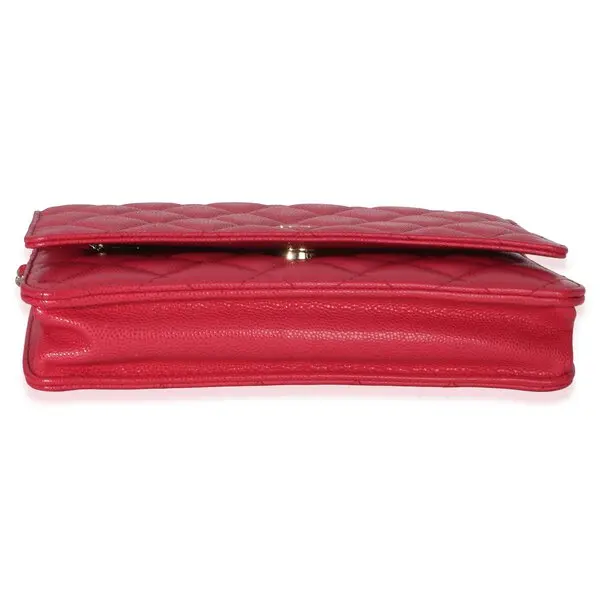 Chanel Dark Quilted Caviar Wallet On Chain
