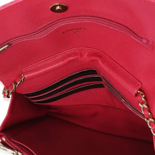 Chanel Dark Quilted Caviar Wallet On Chain