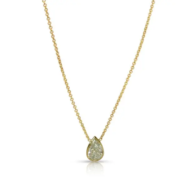 MYGEMMA Gia Fancy Yellow-green/si1 1.61 Ct Diamond Bezel-set Pendant, 14k Yellow Gold - Yellow_gold