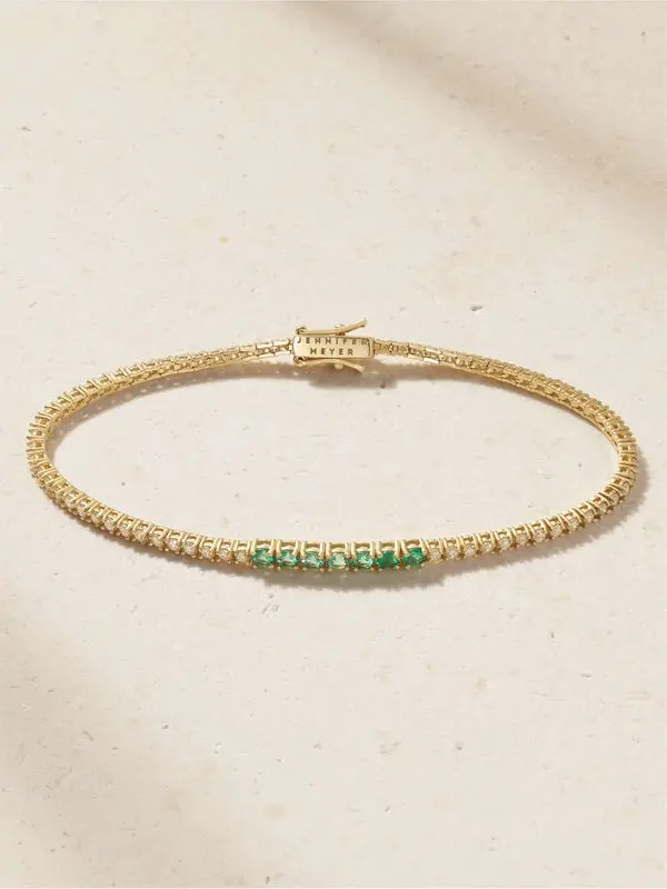 JENNIFER MEYER 18-karat Gold, Diamond And Tennis Bracelet - Emerald