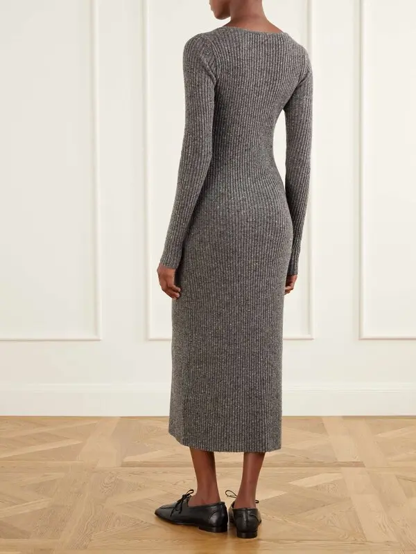 Auralee Ribbed Cashmere Midi Dress