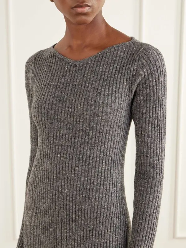 Auralee Ribbed Cashmere Midi Dress