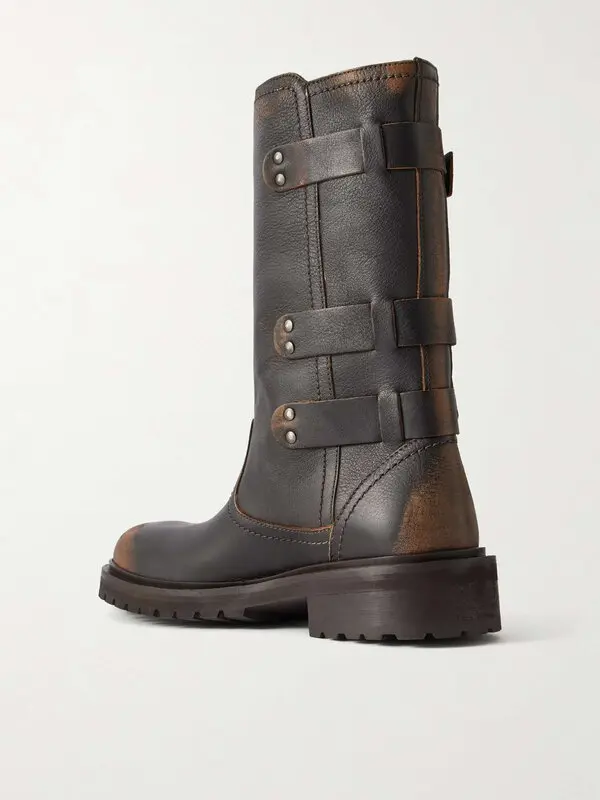 GOLDEN GOOSE Kurt Distressed Leather Knee Boots