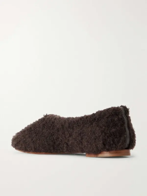 Gabriela Hearst Emperor Leather-trimmed Plush Ballet Flats