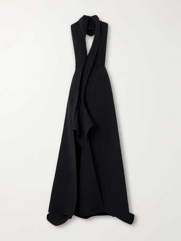 Maticevski Allude Halterneck Draped Crepe Gown - Black