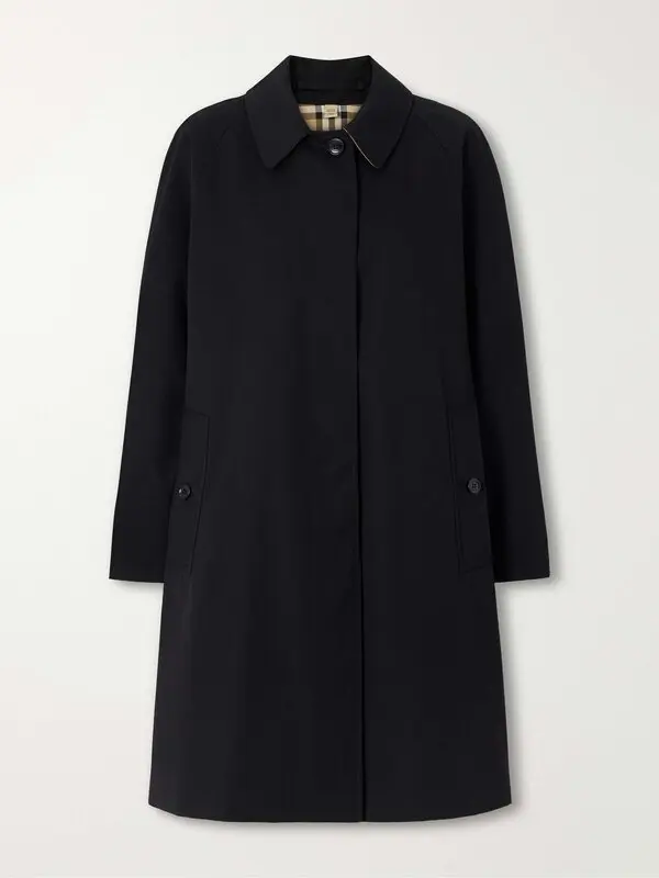 Burberry Cotton Gabardine Trench Coat - Black