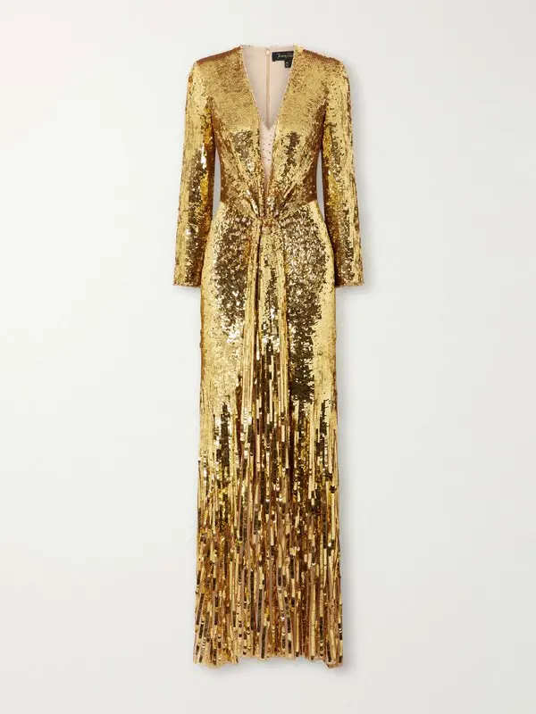 Jenny Packham Narcissus Embellished Tulle Gown - Gold