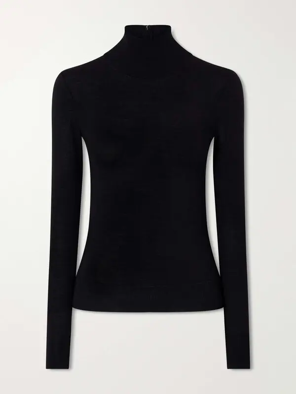 Carolina Herrera Wool And Silk-blend Turtleneck Sweater - Black