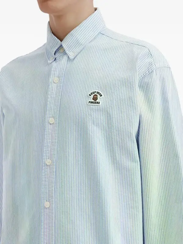FINGERCROXX Striped Logo-patch Shirt
