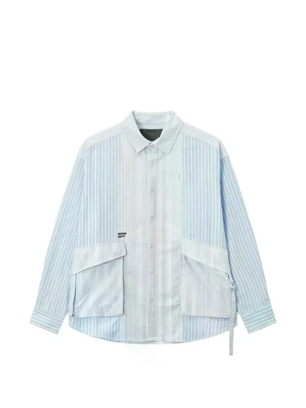 MUSIUM DIV. Patchwork Striped Shirt - Blue