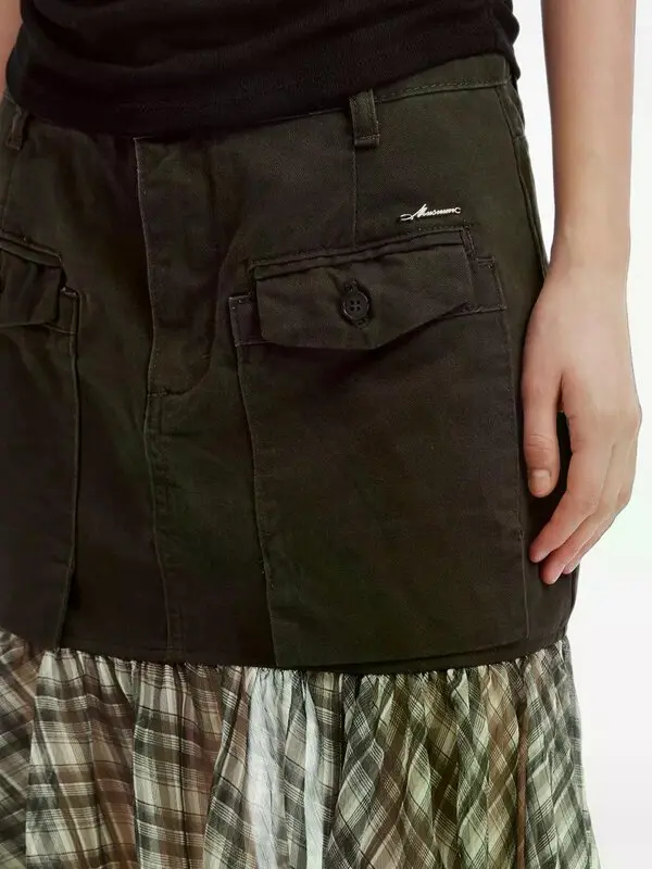 MUSIUM DIV. Check-pattern Ruffled Midi Skirt