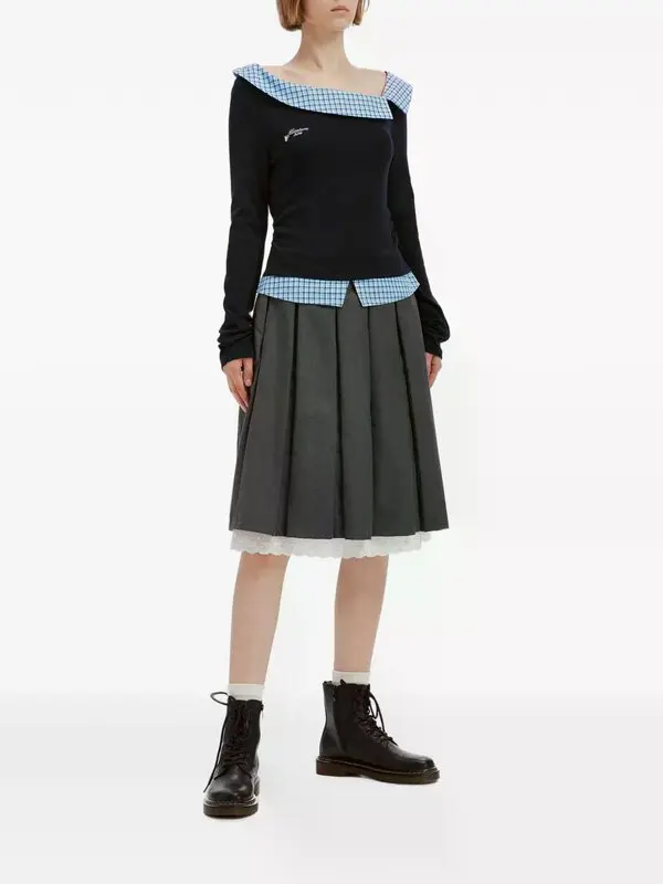 MUSIUM DIV. Checked-trim Long-sleeve Jersey