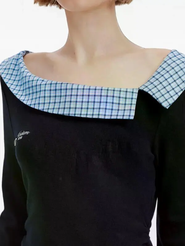 MUSIUM DIV. Checked-trim Long-sleeve Jersey