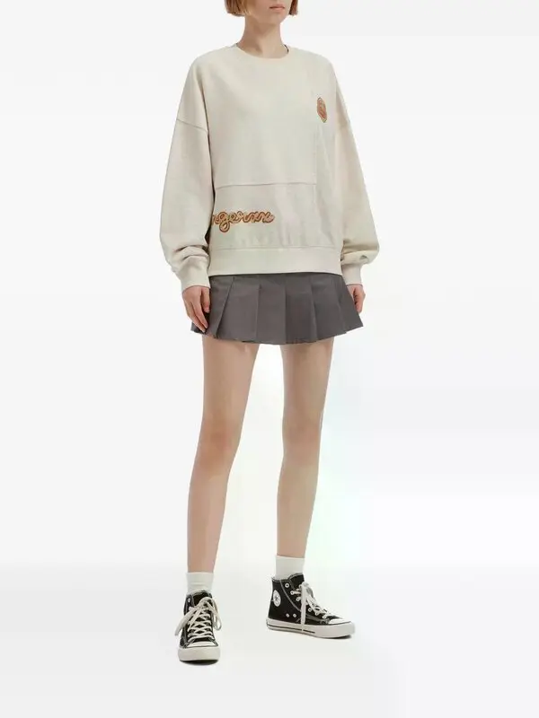 FINGERCROXX Patchwork Logo-embroidered Crew Neck Sweater