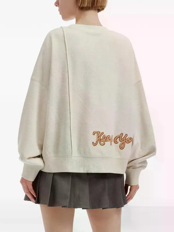FINGERCROXX Patchwork Logo-embroidered Crew Neck Sweater