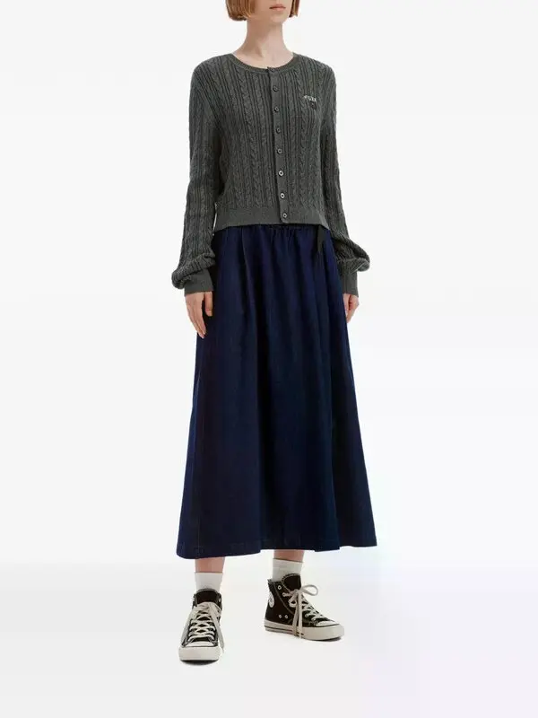 FINGERCROXX Cable-knit Logo-patch Cardigan