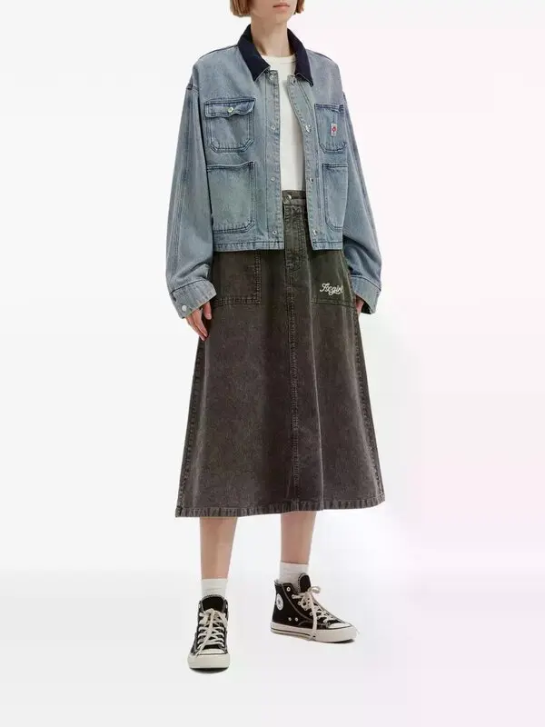 FINGERCROXX Logo-embroidered Corduroy Midi Skirt