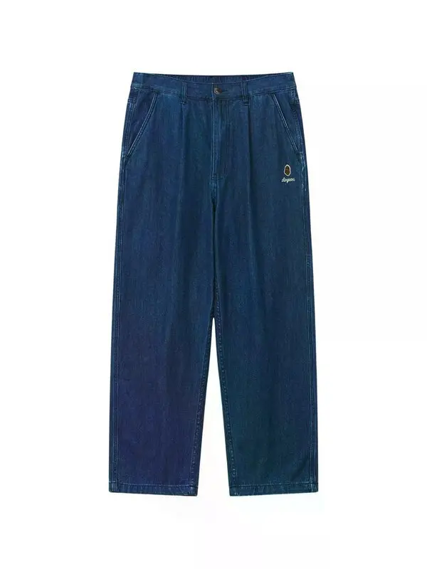 FINGERCROXX Logo Embroidered Pleated Jeans
