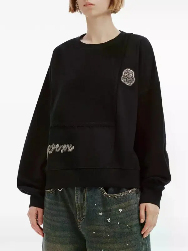 FINGERCROXX Patchwork Logo-patch Crew Neck Sweater