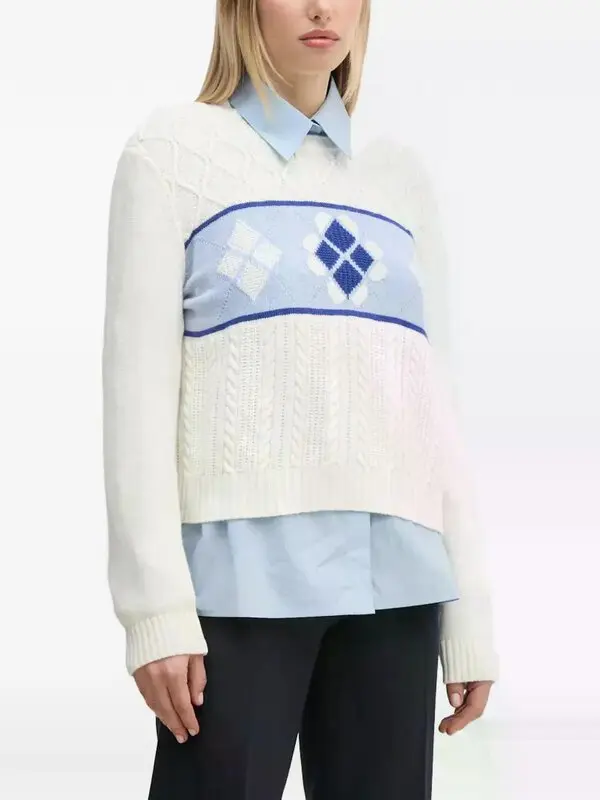 BENETTON Argyle-pattern Sweater - Neutrals