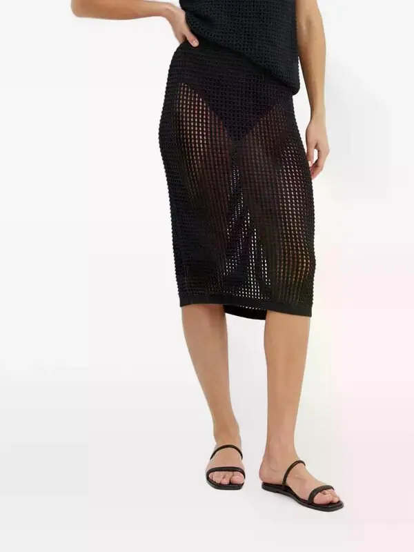BENETTON Knitted Midi Skirt - Black