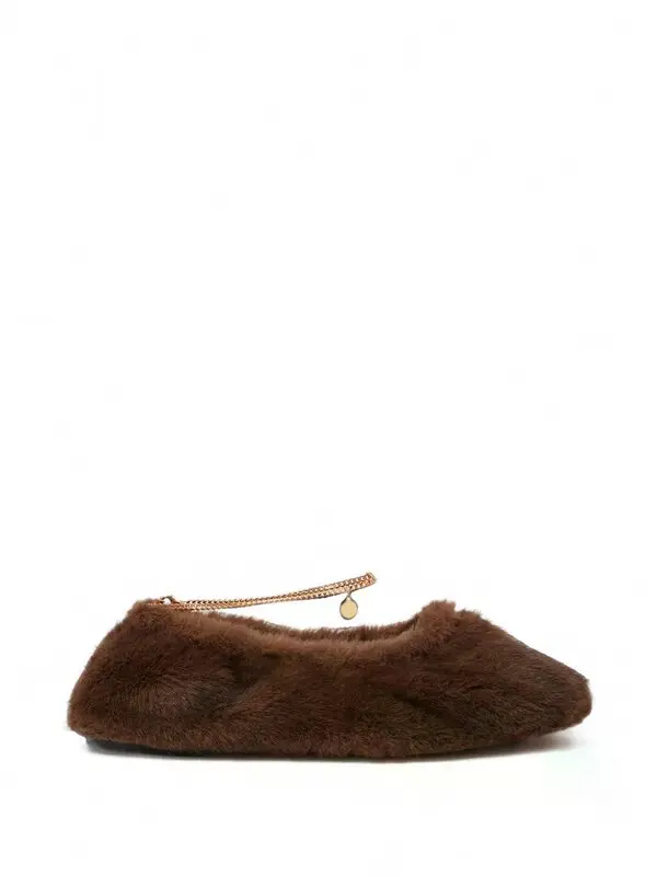 Stella McCartney Mink Ankle Chain Ballerina Flats - Brown