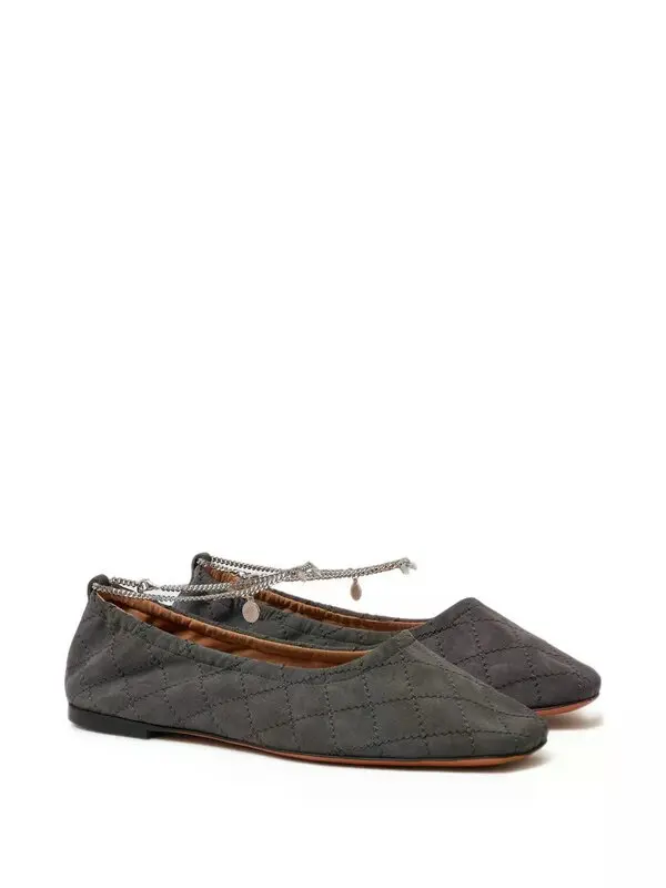 Stella McCartney Quilted Ankle-chain Ballerina Flats - Grey