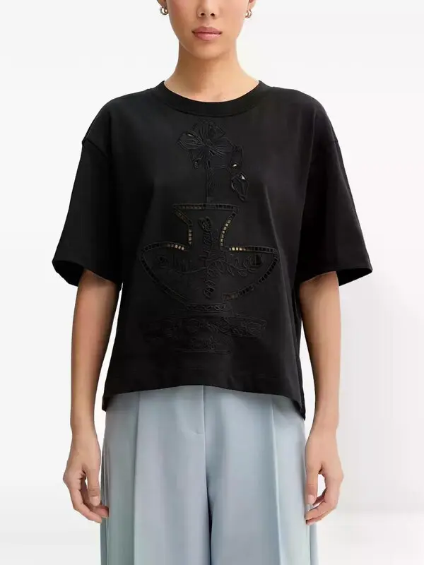 Munthe Nellamy Embroidered Cut-out T-shirt - Black
